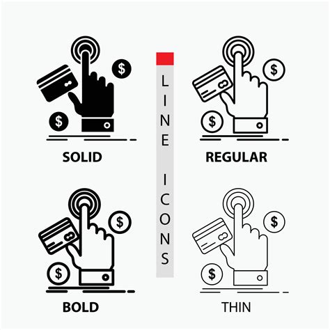 Ppc Click Pay Payment Web Icon In Thin Regular Bold Line And Glyph Style Vector