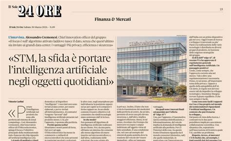 Il Sole 24 Ore Ha Intervistato Alessandro Cremonesi Chief Innovation