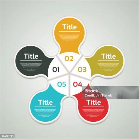 벡터 원 Infographic입니다 다이어그램 그래프 프레 젠 테이 션 및 차트에 대 한 템플릿 5 비즈니스 개념 옵션 부품