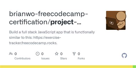 Github Brianwo Freecodecamp Certificationproject Exercisetracker