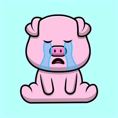Sad Crying Pig Cartoon
