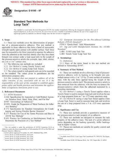 ASTM D6195 97 Standard Test Methods For Loop Tack