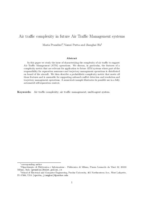 Pdf Air Traffic Complexity In Future Air Traffic Management Systems