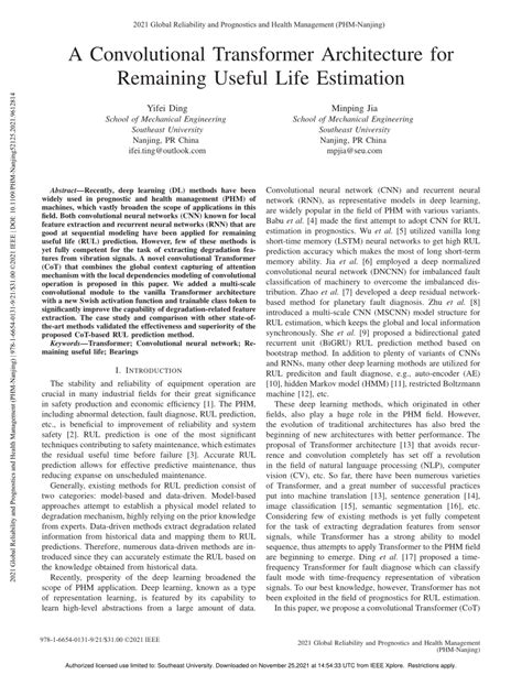 Pdf A Convolutional Transformer Architecture For Remaining Useful Life Estimation