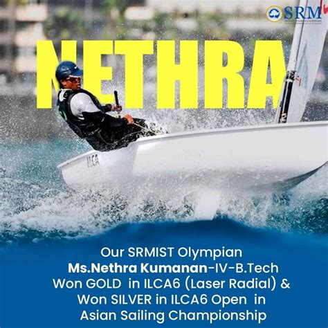 Srm Ist Chennai On Linkedin Srmist Sailing Olympics Champion