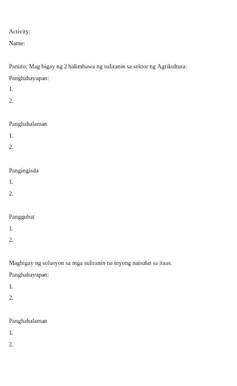 Activity Name Panuto Mag Bigay Ng Halimbawa StudyX