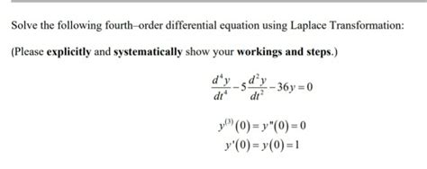 Solved Solve The Following Fourth Order Differential