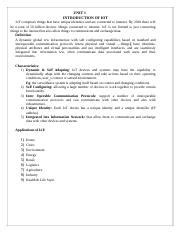 IoT Notes All Units Docx UNIT INTRODUCTION OF IOT IoT Comprises Things That Have Unique