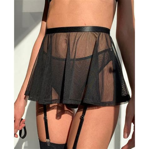 Sheer Mini Skirt Thong With Garters Best Wear See Through Shirts