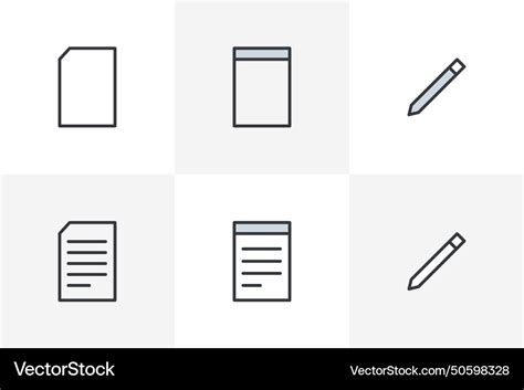 Set Of Document Notepad Icon File Flat Royalty Free Vector