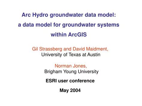 Ppt Arc Hydro Groundwater Data Model A Data Model For Groundwater