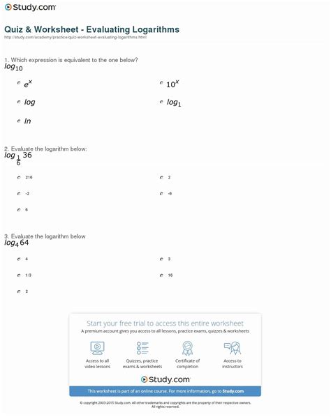 50 Logarithm Worksheet With Answers Chessmuseum Template Library
