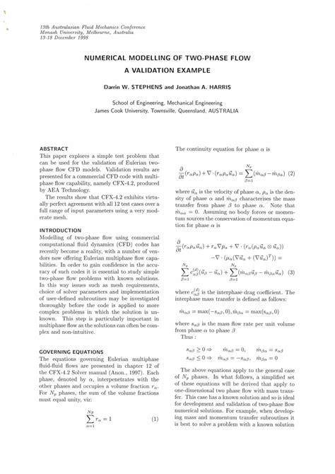 PDF Numerical Modelling Of Two Phase Flow A Validation Example