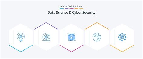 Data Science And Cyber Security 25 Blue Icon Pack Including Machine