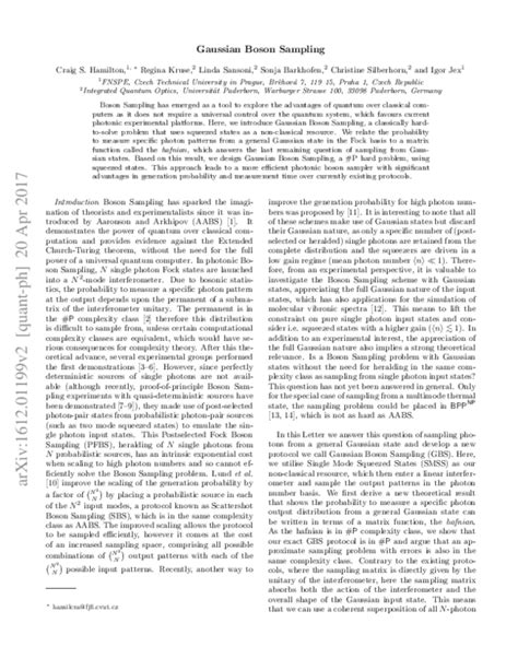 Pdf Gaussian Boson Sampling