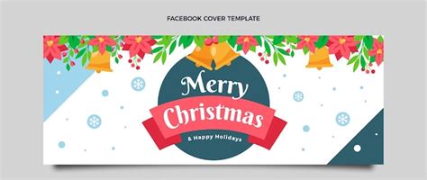 플랫 크리스마스 소셜 미디어 표지 템플릿 무료 벡터