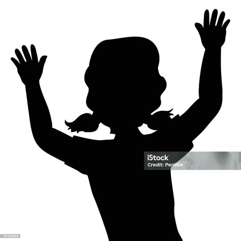 땋은 머리와 손을 든 소녀의 검은 실루엣 벡터 일러스트 레이 션 3월에 대한 스톡 벡터 아트 및 기타 이미지 3월 International Womens Day