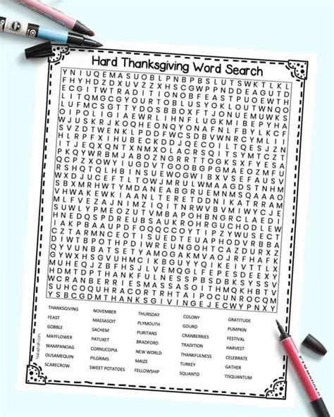 Free Printable Thanksgiving Word Search Hard Rossy Printable