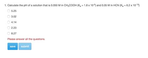 Solved Calculate The PH Of A Solution That Is M In Chegg Com