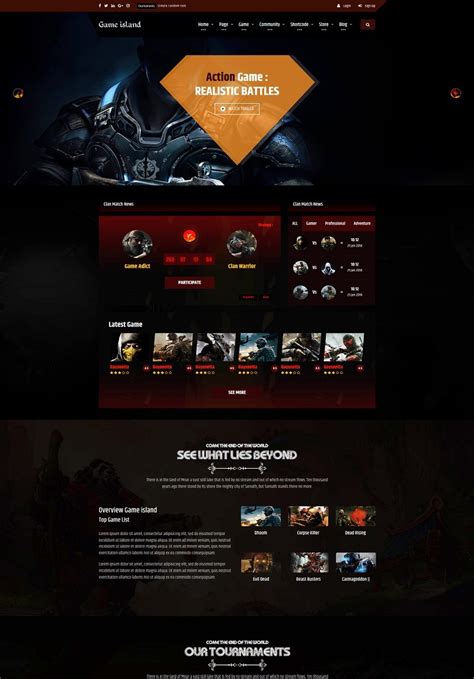 Game Island Community Portal Gaming Multi Purposes Bootstrap Website Template