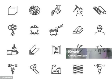 야금 알루미늄 용광로 라인 아이콘 세트입니다 야금 공장 산업 벡터 철 장비 픽토그램 공장 산업 건물에 대한 스톡 벡터 아트 및 기타 이미지 공장 산업 건물 전기로 철