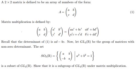 Solved A 2 X 2 Matrix Is Defined To Be An Array Of Numbers