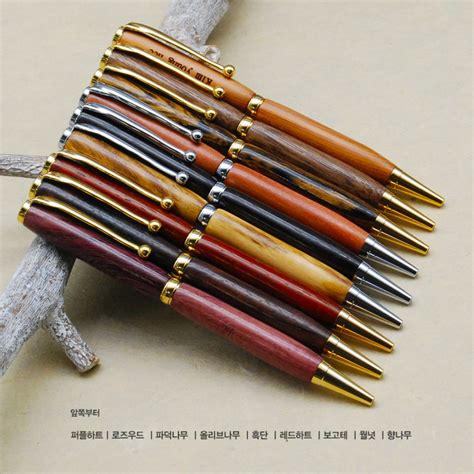 리필심증정 슬림라인 수제우드펜 생일 졸업선물 각인펜 아이디어스