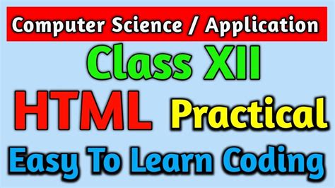 Html Code Practical Part 1 Class Xii Computer Application Computer Science Wbchse Youtube
