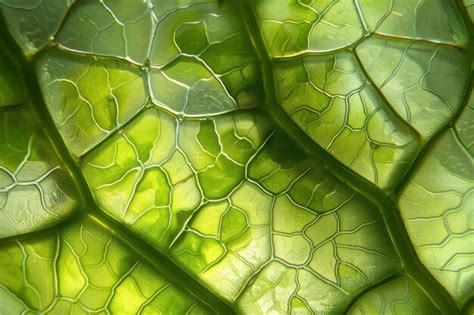 Microscope Cells Of A Green Leaf Premium Ai Generated Image