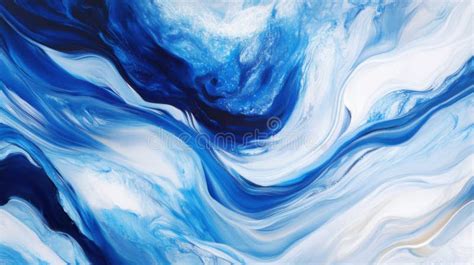 Swirling Patterns Of Blue And White Create A Calming Abstract Artwork Filled With Movement And