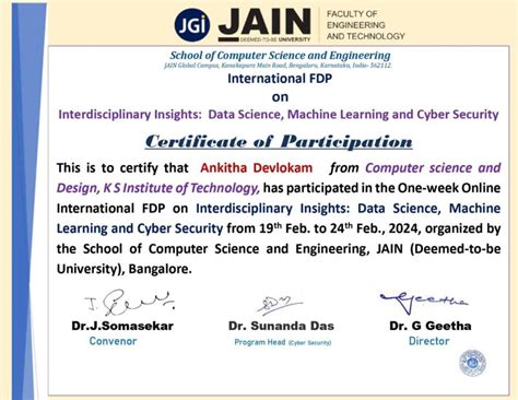 jainuniversity interdisciplinarylearning datascience machinelearning… ankitha devlokam