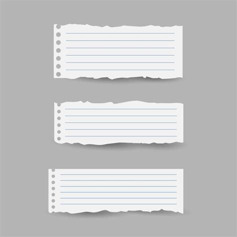 찢어진 찢어진 종이 노트 시트의 벡터 컬렉션 프리미엄 벡터