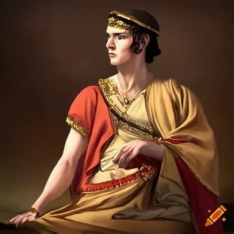 Haimon Young Prince In Traditional Greek Attire With A Contemplative