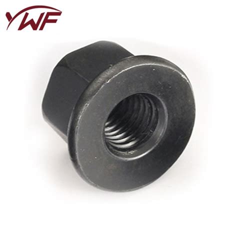 Black Flanged Nuts M8 M10 M12 M14 M16 M18 M20 M22 M24 Hex With Collar Nuts High Steel Din6331