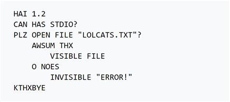 Lolcode A Programming Language Based On Lolcat Memes