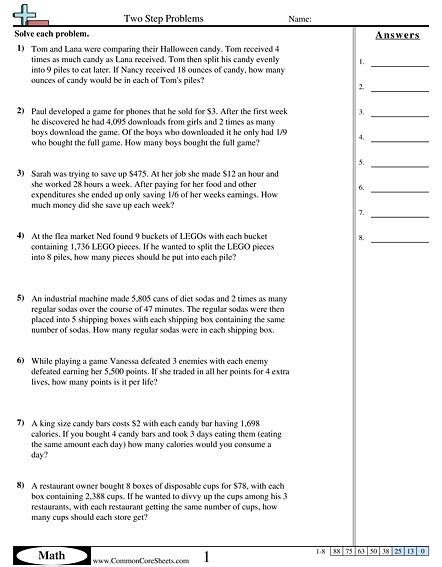 Multiplication Problem Solving Worksheets