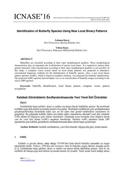 Pdf Identification Of Butterfly Species Using New Local Binary Patterns