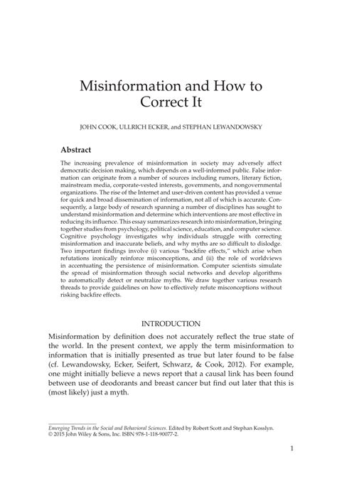 Pdf Misinformation And Its Correction