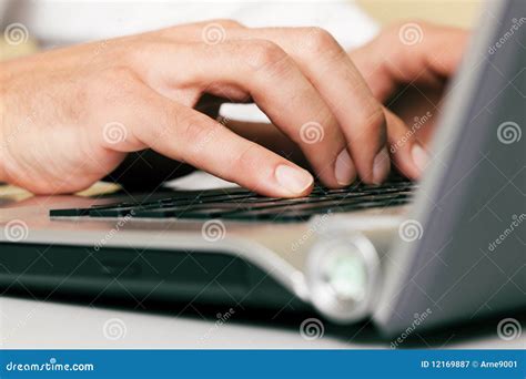 Man Typing Computer Keyboard Stock Image Image Of Computer Close