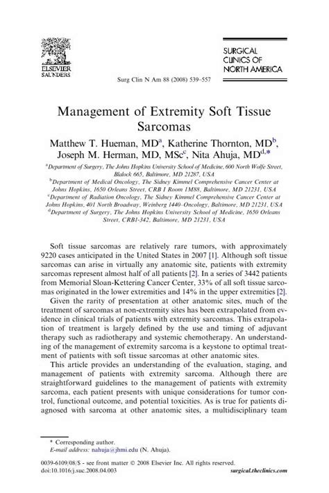 Pdf Management Of Extremity Soft Tissue Sarcomas Dokumen Tips