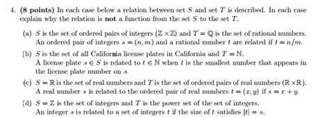Solved In Each Case Below A Relation Between Set S And Set T Chegg Com