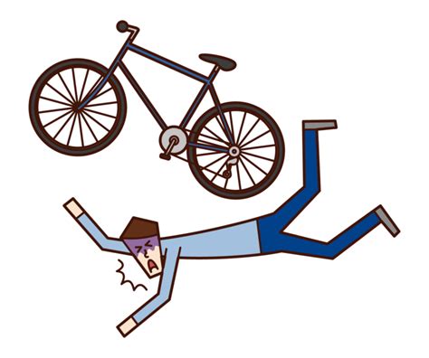 自転車で転倒する人（男性）のイラスト フリーイラスト素材集 Kukukeke