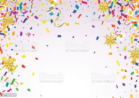 흰색에 색깔의 풍선 화환과 색종이로 덮습니다 축하 배경 템플릿 색종이 조각에 대한 스톡 벡터 아트 및 기타 이미지 색종이 조각 위에 흰색 배경 Istock