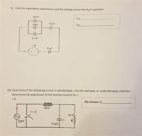 Solved Find The Equivalent Capacitance And The Voltage Chegg