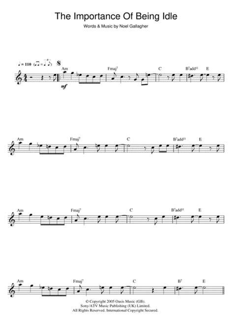 The Importance Of Being Idle By Oasis School And Community Digital Sheet Music Sheet Music