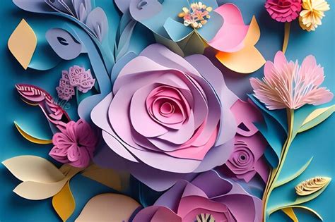 Premium Ai Image Intricate 3d Paper Cut Illustration Of Flowers