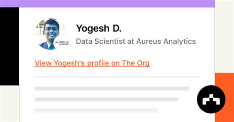 Yogesh D Data Scientist At Aureus Analytics The Org