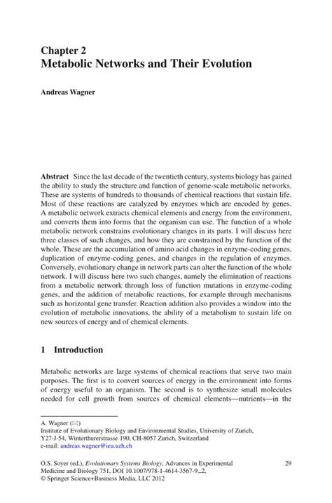 Pdf Metabolic Networks And Their Evolution Dokumentips