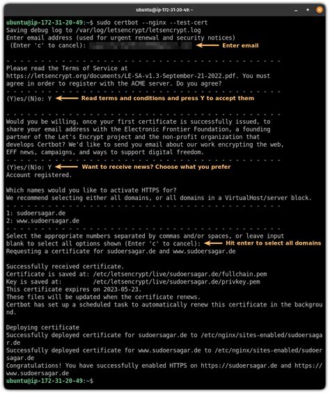 using certbot with nginx web server