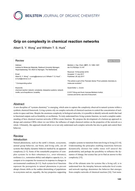Pdf Grip On Complexity In Chemical Reaction Networks
